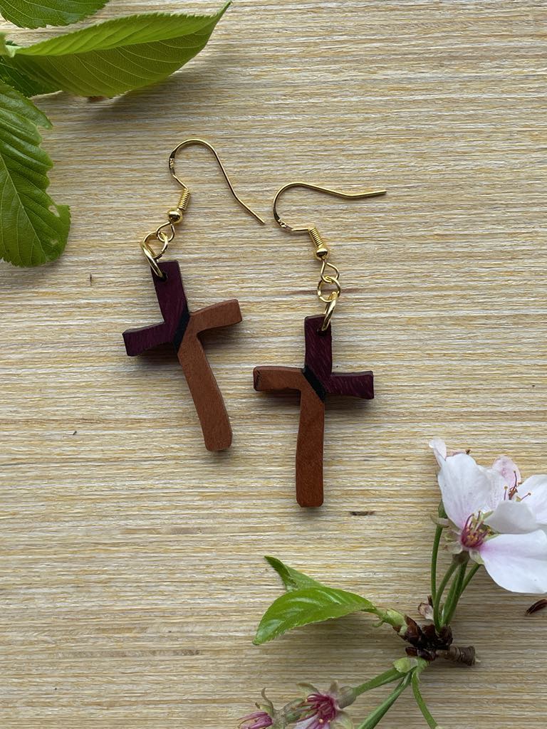 Earrings - Wooden Multi Layered Cross Dangle – Rose Creek Farms